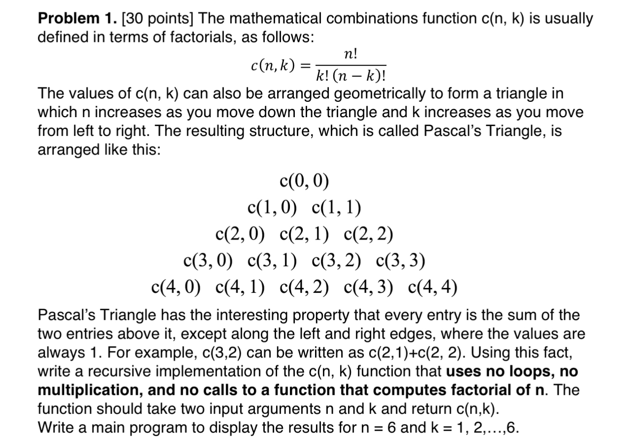 Solved Problem 1. [30 ﻿points] ﻿The mathematical | Chegg.com