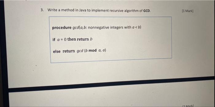 Solved 3. Write a method in Java to implement recursive | Chegg.com