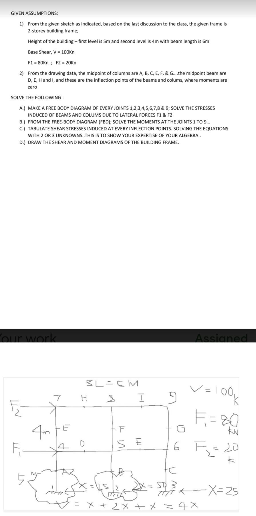 Solved GIVEN ASSUMPTIONS: 1) From the given sketch as | Chegg.com