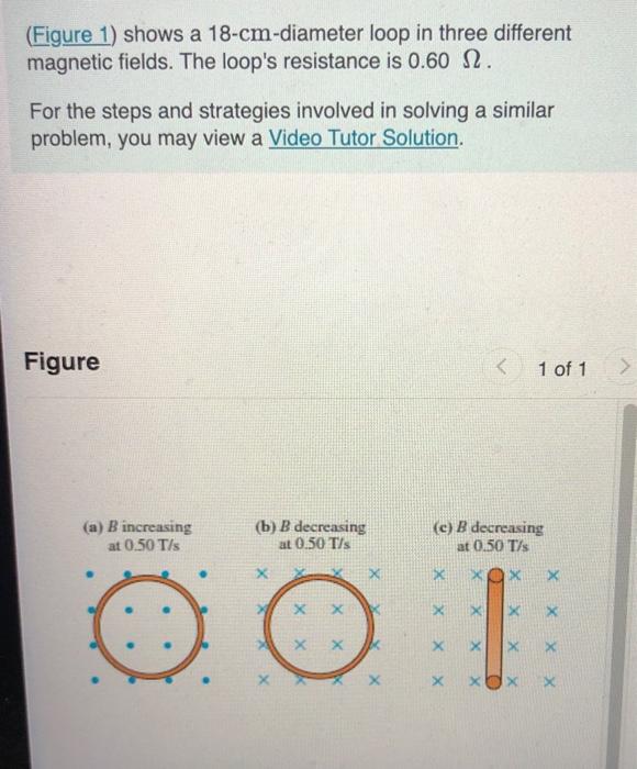 Solved (Figure 1) shows a 18-cm-diameter loop in three | Chegg.com