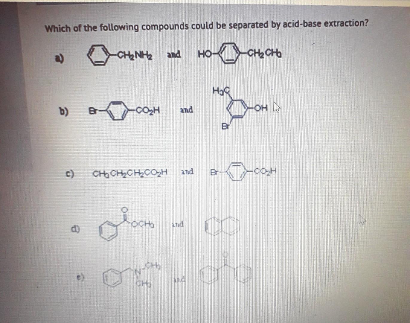 Solved Which of the following compounds could be separated | Chegg.com