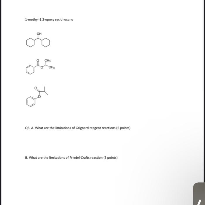Solved 1-methyl-1,2-epoxy cyclohexane Dobre o CH Joy Q6. A. | Chegg.com