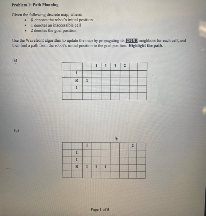 Problem 1: Path Planning Given the following discrete | Chegg.com