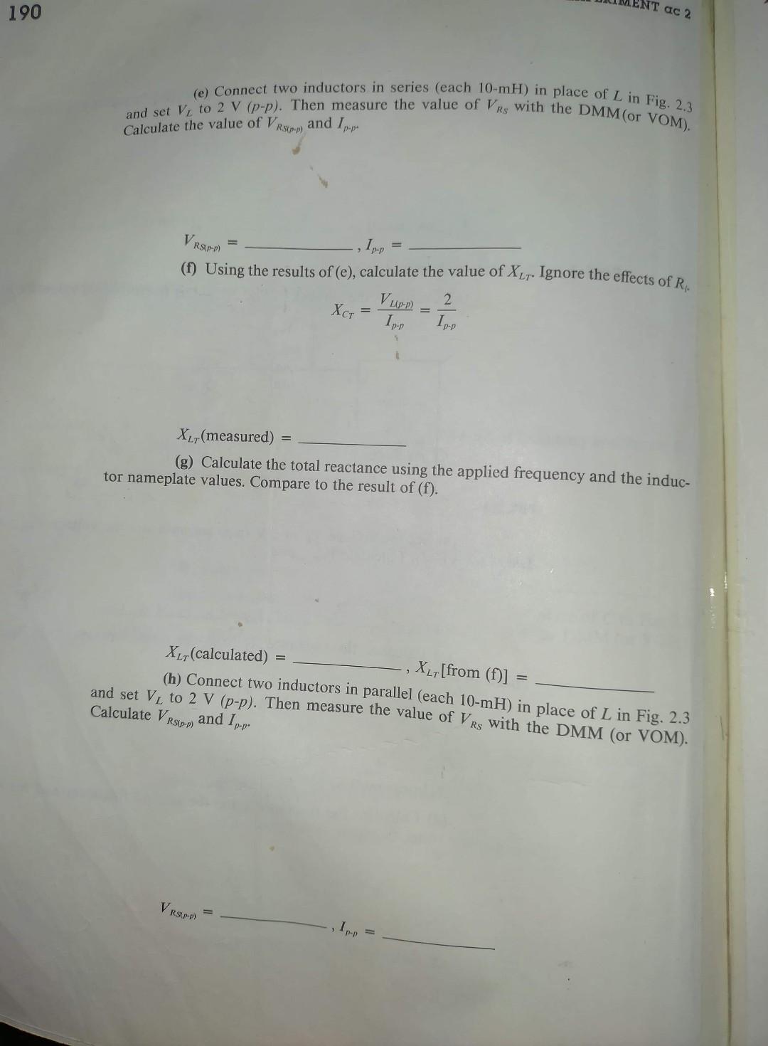 X(calculated) Part 3 Inductive Reactance X[from all | Chegg.com