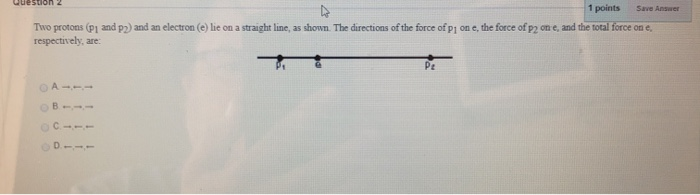 Solved Quesdon 2 Save Answer 1 points Two protons (P1 and 2) | Chegg.com