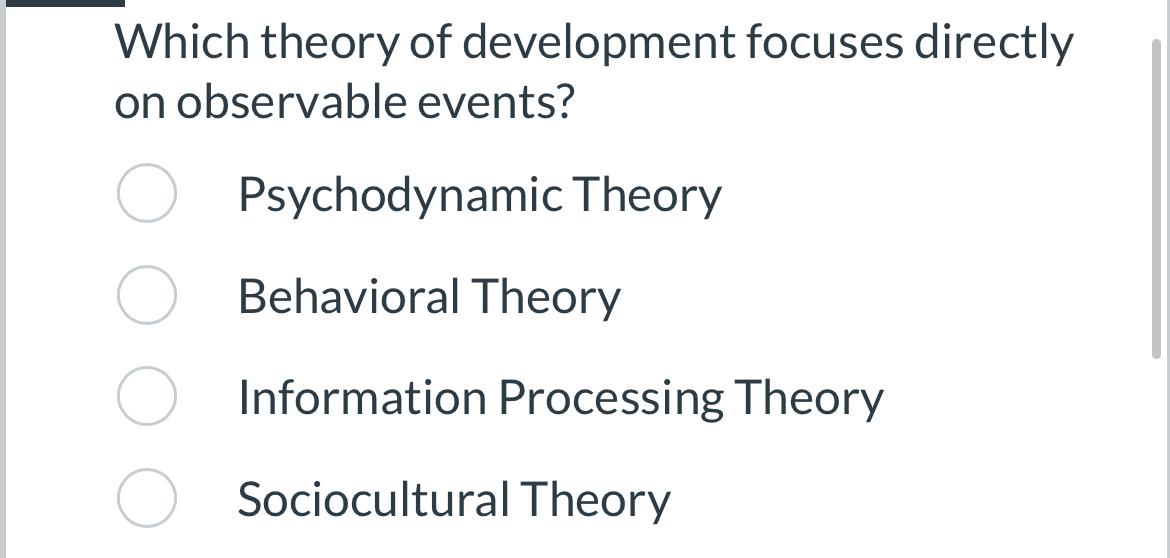 Solved Which theory of development focuses directly on | Chegg.com