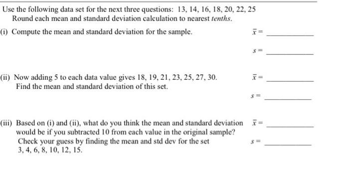 Solved 1. For the following data set, find the mean and the | Chegg.com