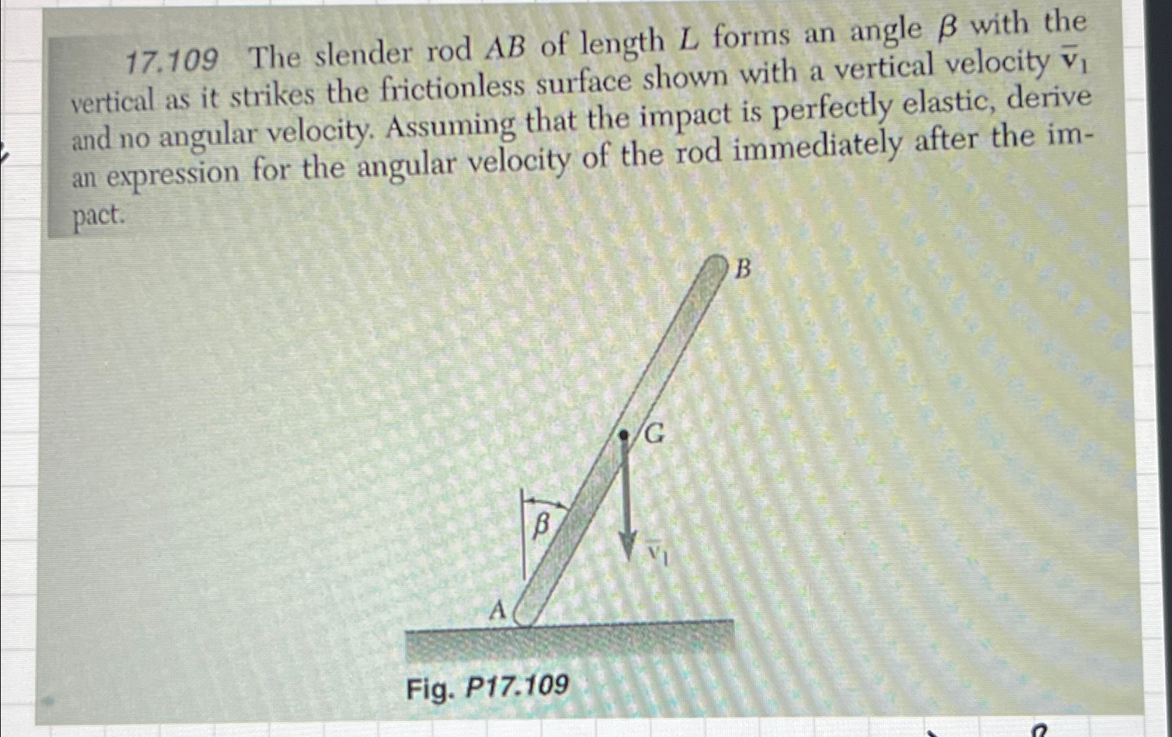 Solved 17.109 ﻿The slender rodAB of length L ﻿forms an angle | Chegg.com