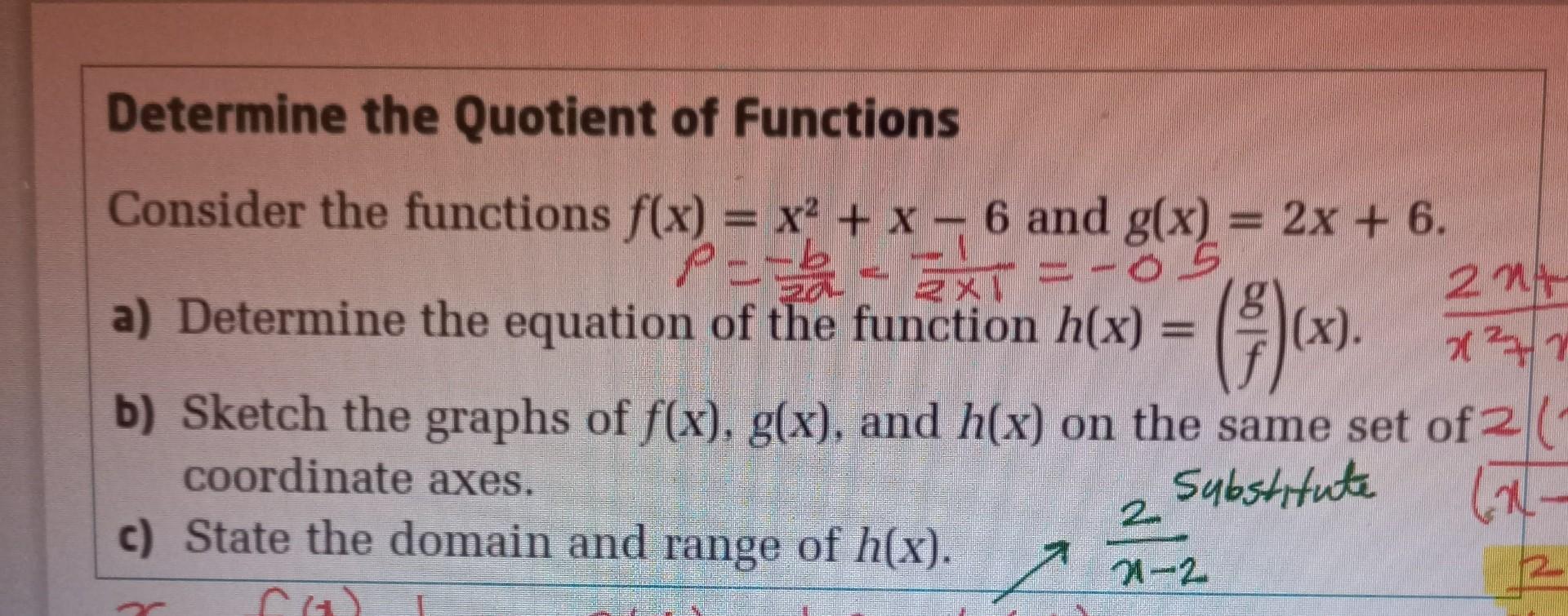 Solved Determine the Quotient of Functions Consider the | Chegg.com