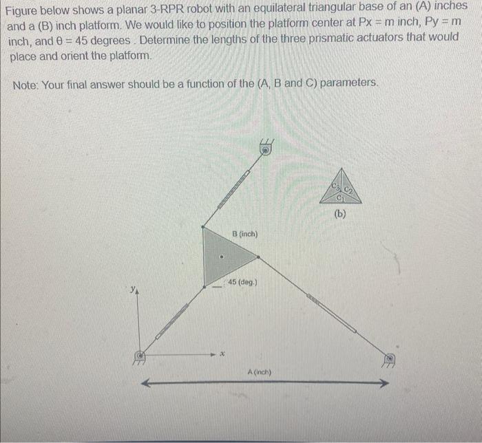 Solved Figure below shows a planar 3-RPR robot with an | Chegg.com