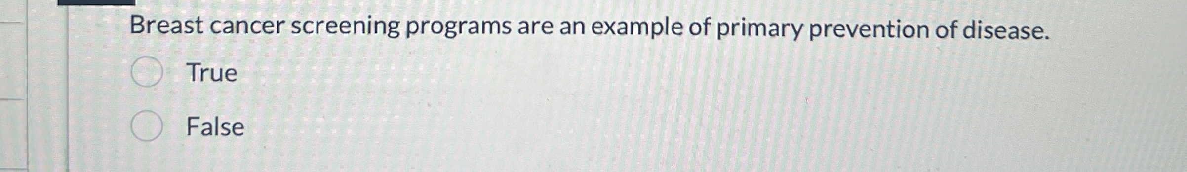 Solved Breast cancer screening programs are an example of | Chegg.com