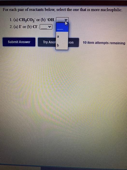 Solved References For each pair of reactants below, select | Chegg.com