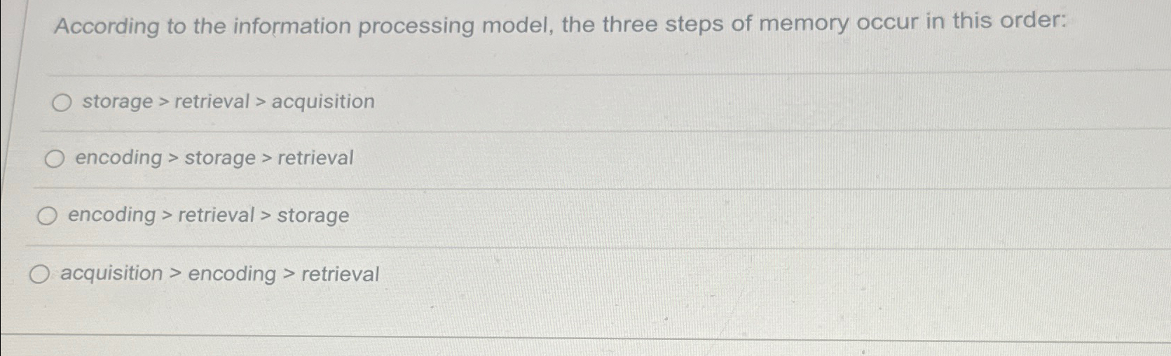 Solved According to the information processing model, the | Chegg.com
