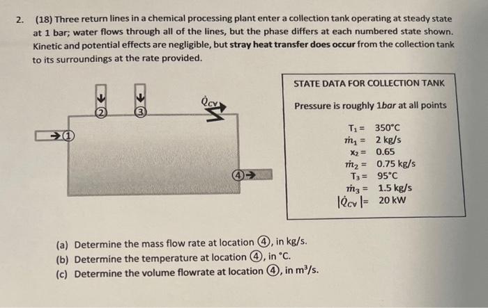Solved 2. (18) Three return lines in a chemical processing | Chegg.com