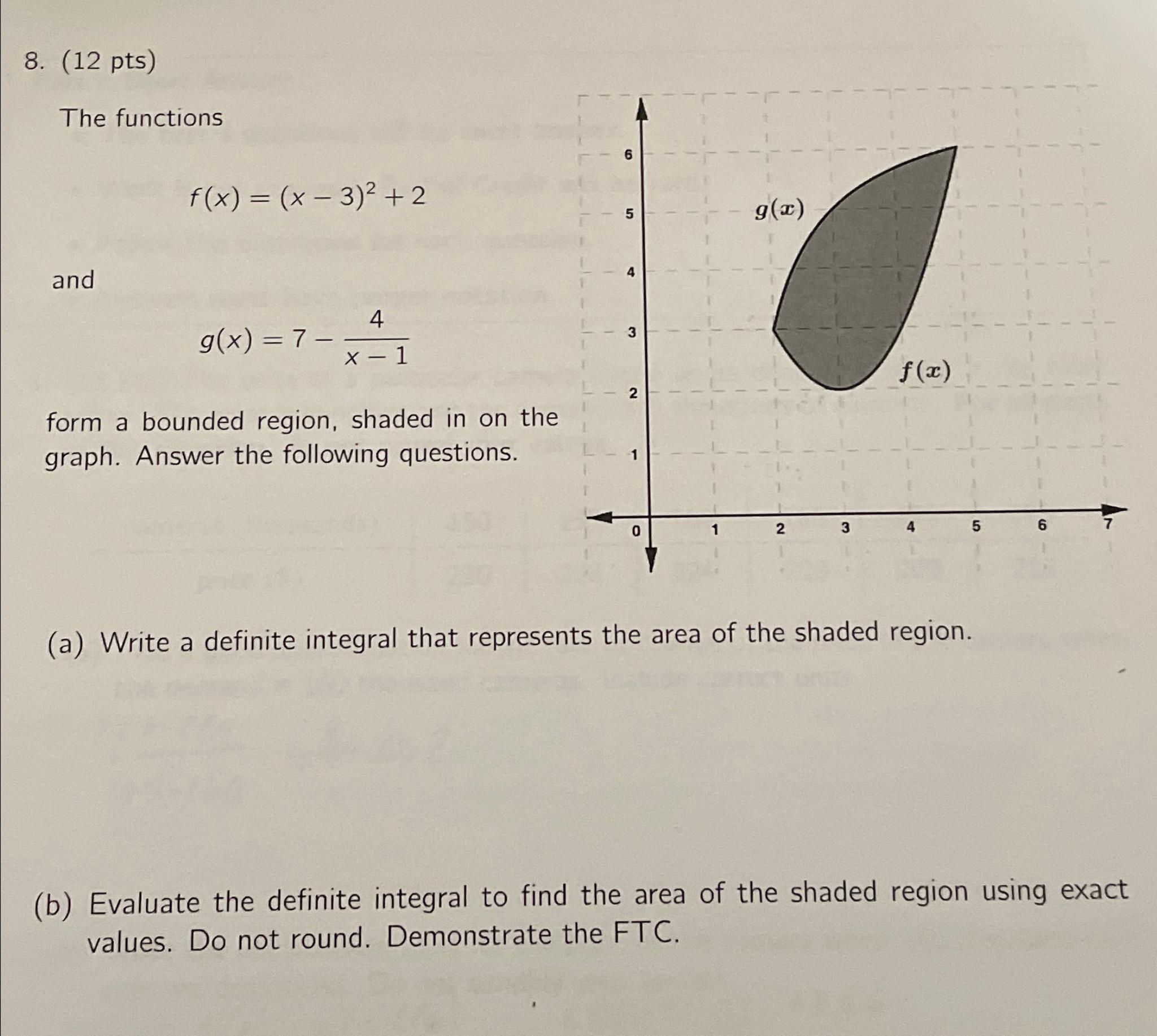 Solved (12 ﻿pts)The functionsf(x)=(x-3)2+2andg(x)=7-4x-1form | Chegg.com