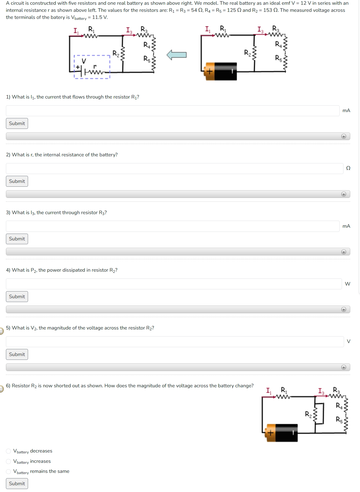 Solved A circuit is constructed with five resistors and one | Chegg.com
