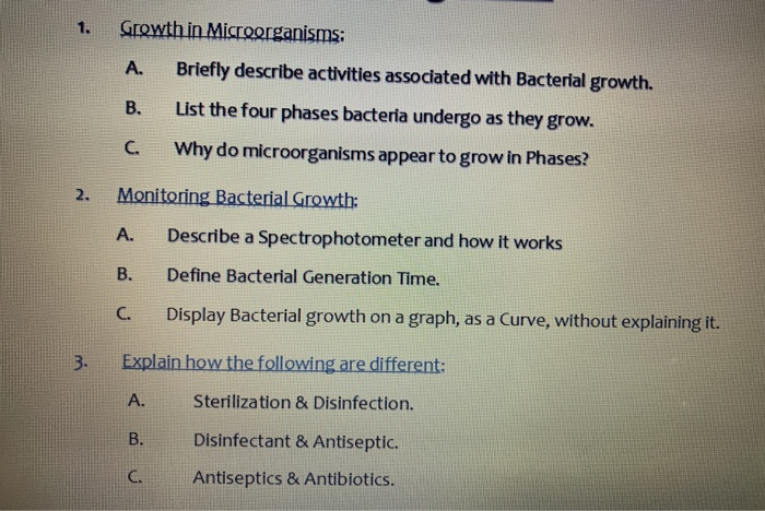 Solved Growth in Microorganisms: A. B. Briefly describe | Chegg.com