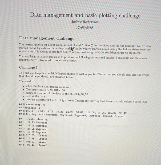 Data management and basic plotting challenge Andrew | Chegg.com