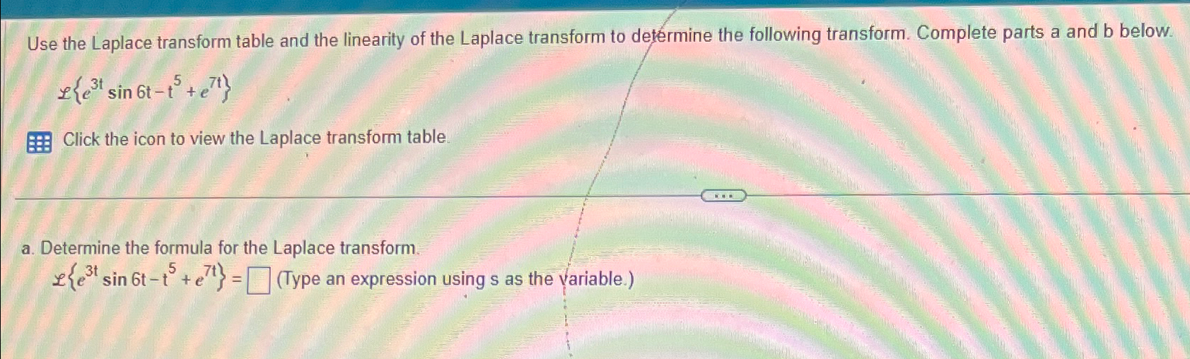 Solved Use the Laplace transform table and the linearity of | Chegg.com