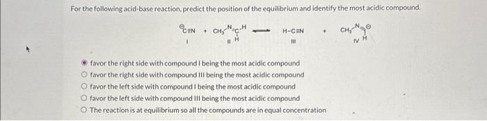 Solved predict postion of equilibrium and identify most | Chegg.com