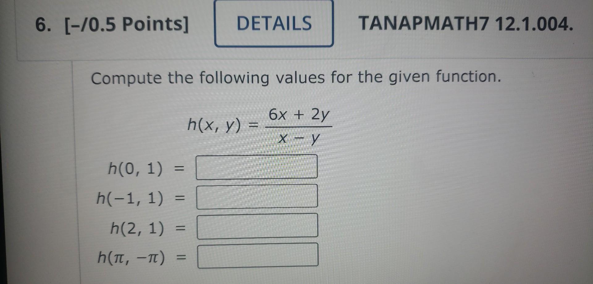 Solved Compute the following values for the given function. | Chegg.com