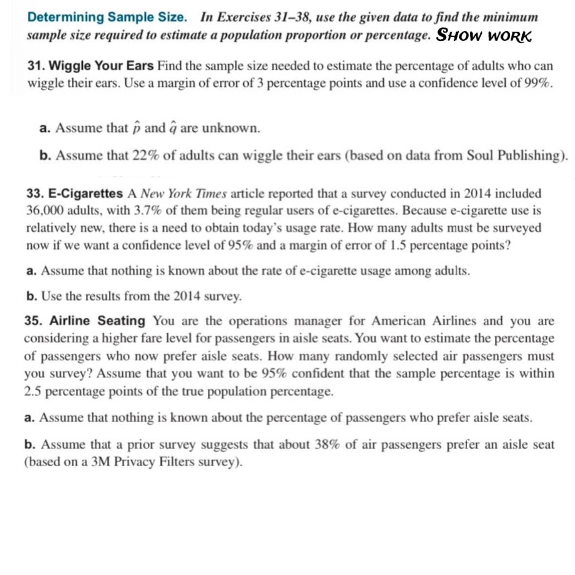 Solved Determining Sample Size. In Exercises 31-38, ﻿use the | Chegg.com