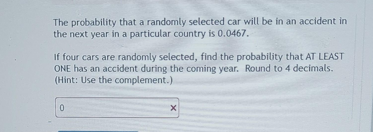Solved The probability that a randomly selected car will be | Chegg.com