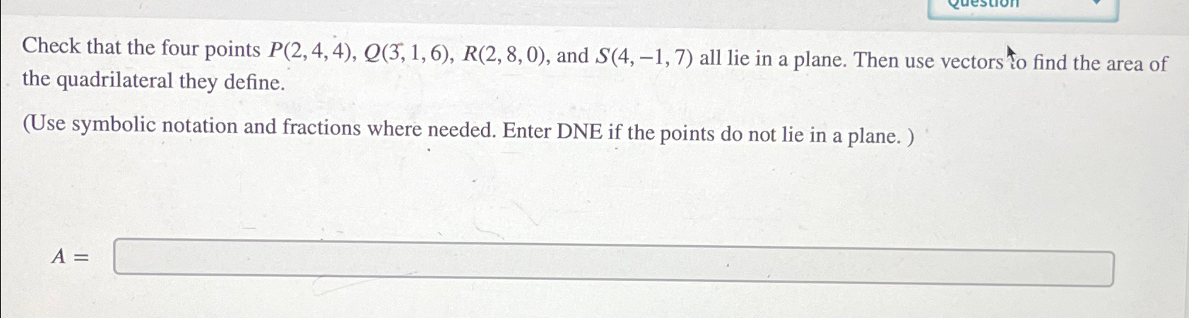 Solved Check that the four points | Chegg.com
