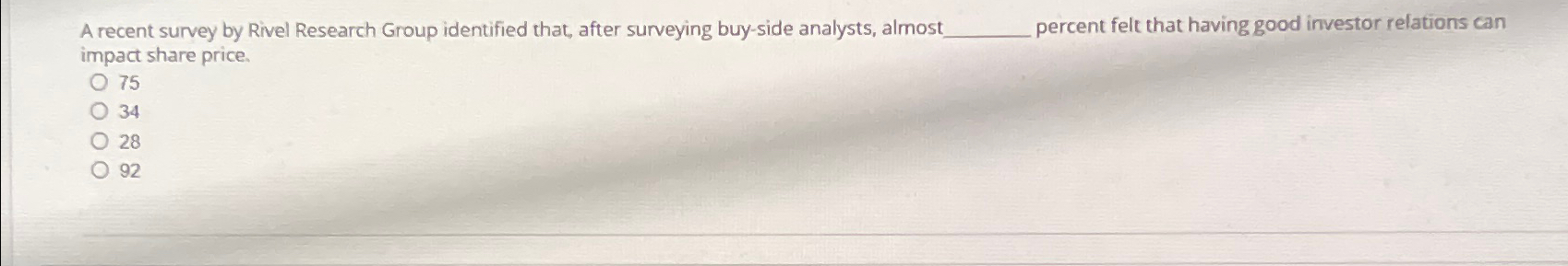 Solved A recent survey by Rivel Research Group identified | Chegg.com