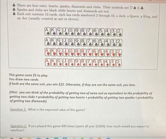 Solved A standard deck of 52 playing cards is commonly used | Chegg.com