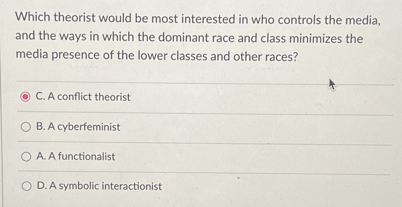 Solved Which theorist would be most interested in who | Chegg.com