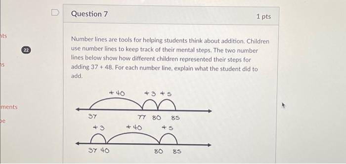 Solved Question 7 Number lines are tools for helping | Chegg.com
