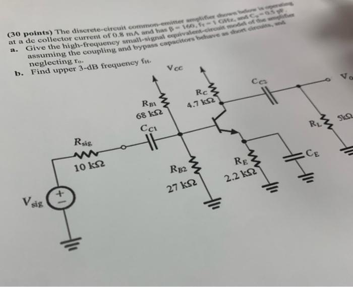 Solved Find upper 3-dB frequency fil. VCC | Chegg.com