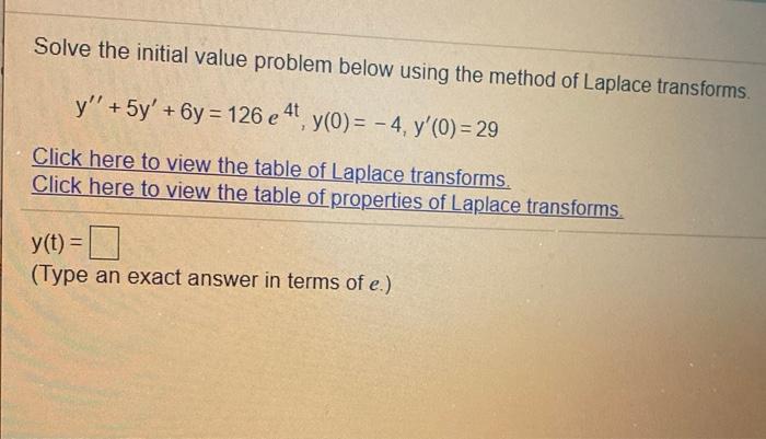 Solved Solve the initial value problem below using the | Chegg.com