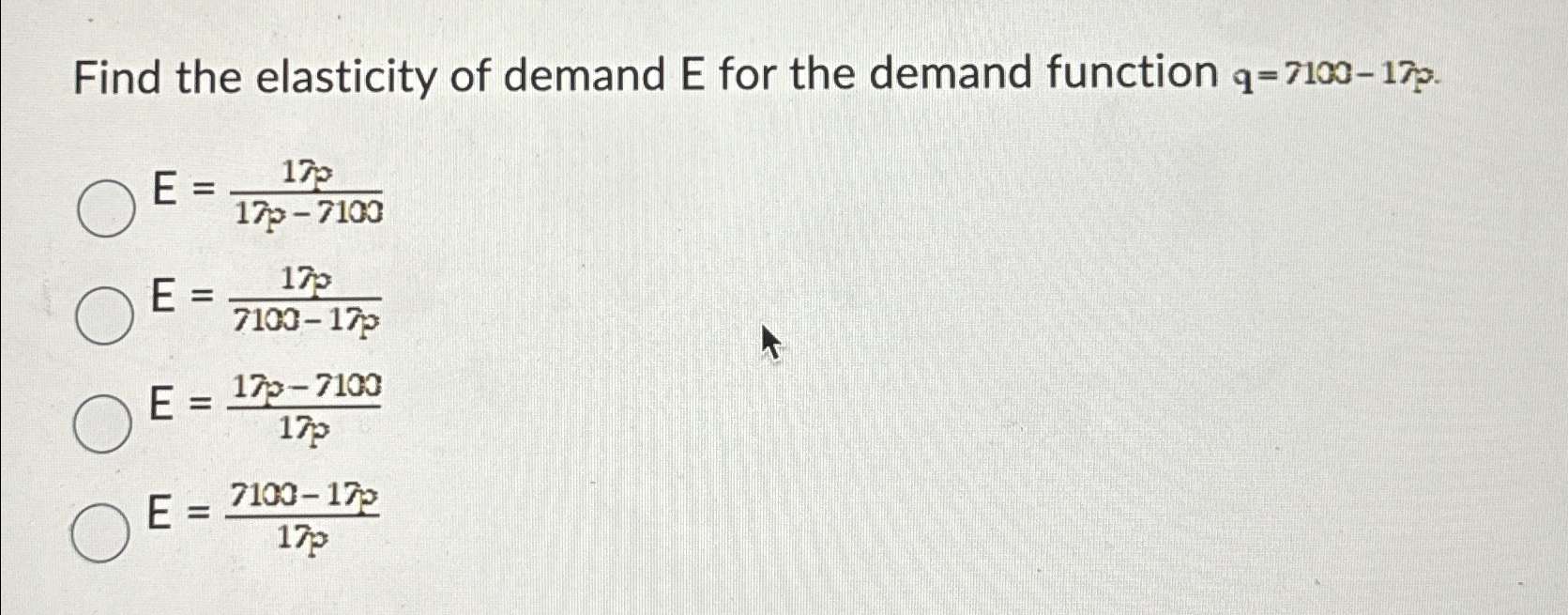 Solved Find the elasticity of demand E ﻿for the demand | Chegg.com