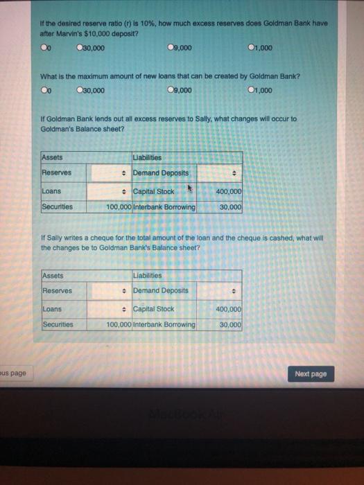 Solved 15 Goldman Bank's Initial Balance Sheet($s) Assets | Chegg.com