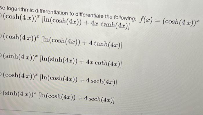 Solved se logarithmic differentiation to differentiate the | Chegg.com