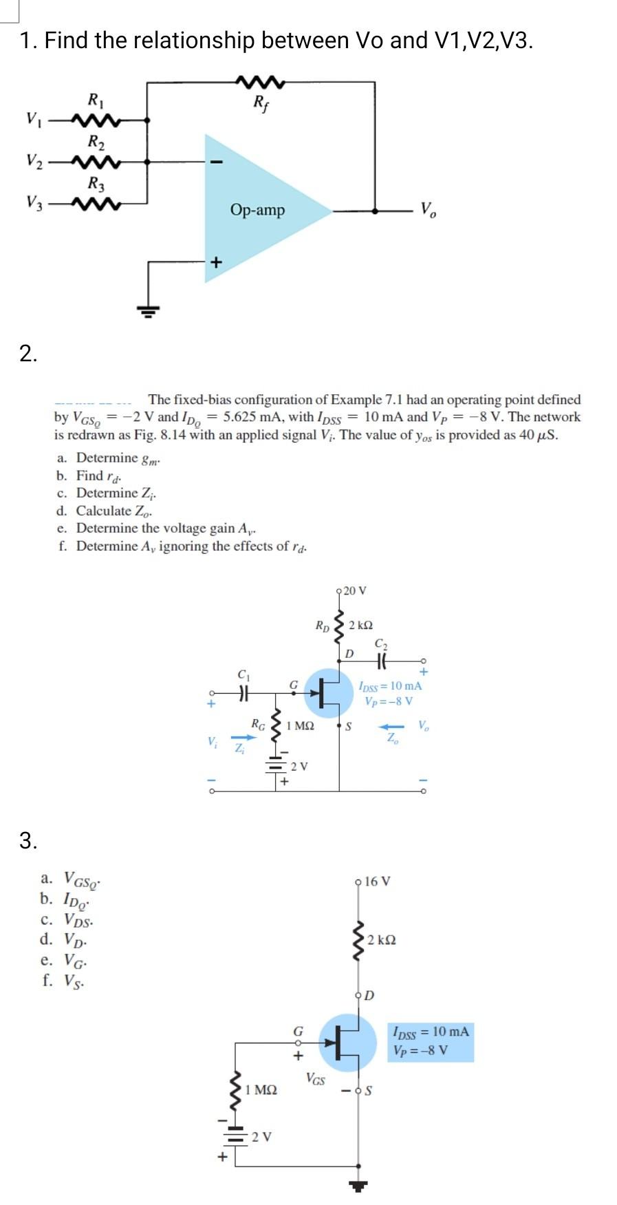 Solved 1. Find the relationship between Vo and V1, V2,V3. R | Chegg.com
