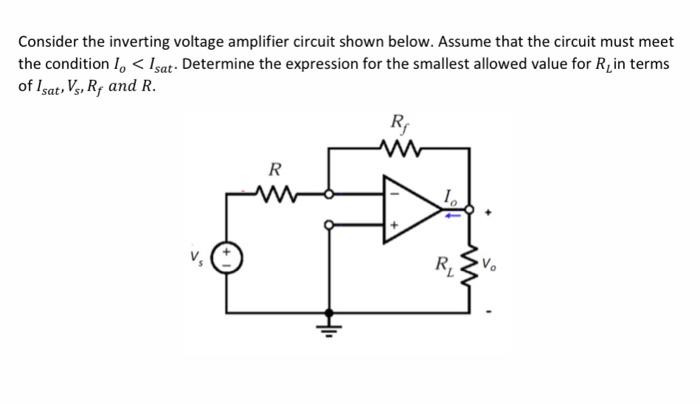 Solved Consider the inverting voltage amplifier circuit | Chegg.com