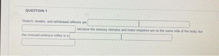 Solved Stretch, tendon, and withdrawal reflexes are because | Chegg.com