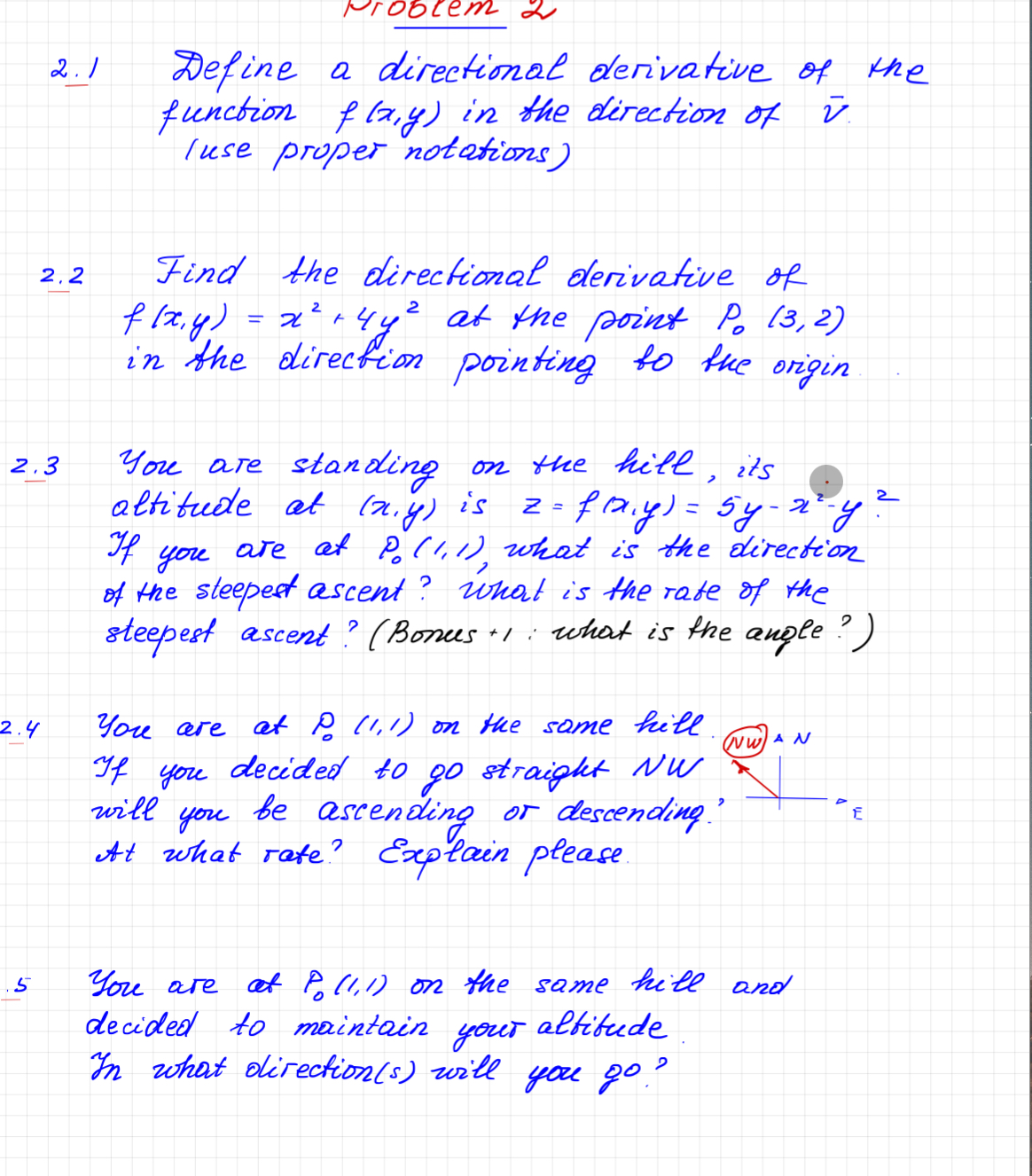 Solved 2.1 ﻿Define a directional derivative of thefunction | Chegg.com