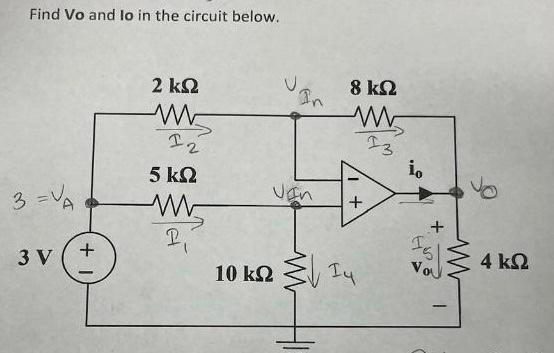Solved Find Vo and lo in the circuit below. | Chegg.com