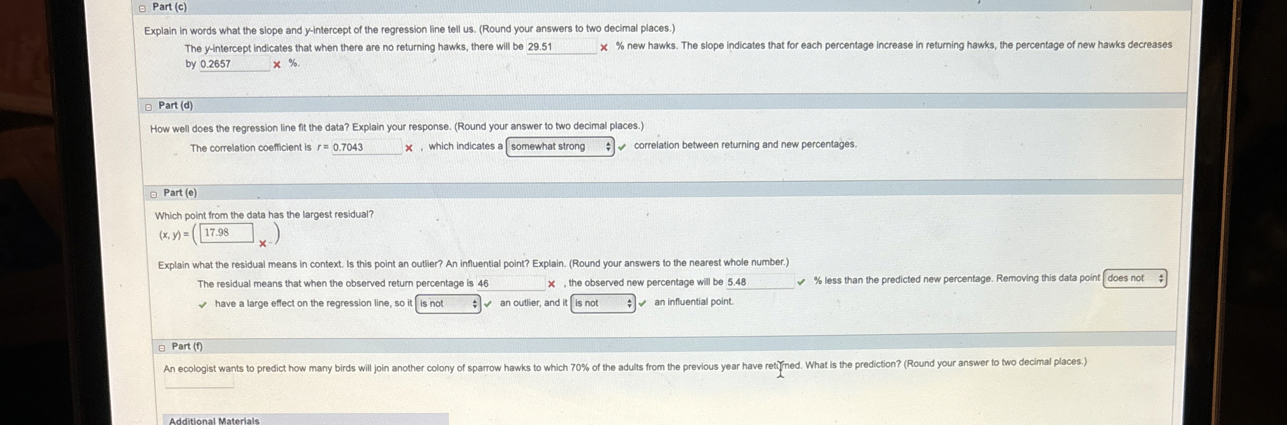 Solved ﻿Part (c)Explain in words what the slope and | Chegg.com