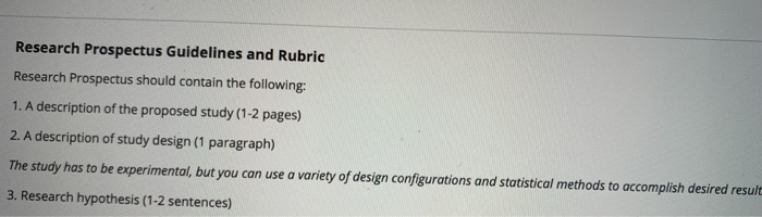 Solved Research Prospectus Guidelines and Rubric Research | Chegg.com