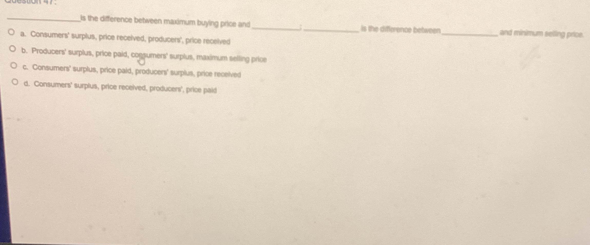 Solved is the difference between maximum buying proe anda. | Chegg.com