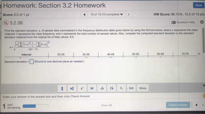 Homework Section 3 2 Homework Save Hw Score 96 15