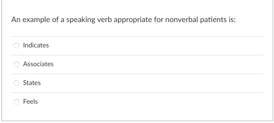 Solved An example of a speaking verb appropriate for | Chegg.com