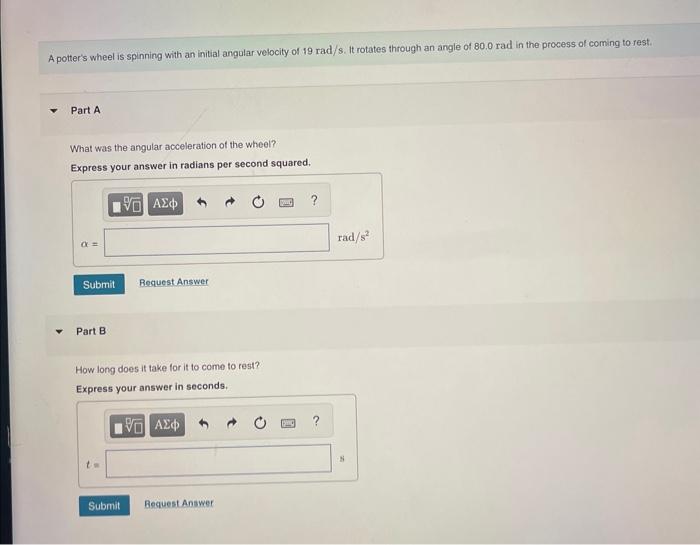 Solved potter's wheel is spinning with an initial angular | Chegg.com