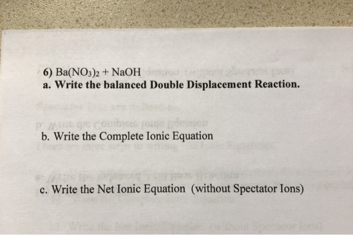 Solved 6) Ba(NO3)2 + NaOH router a. Write the balanced | Chegg.com