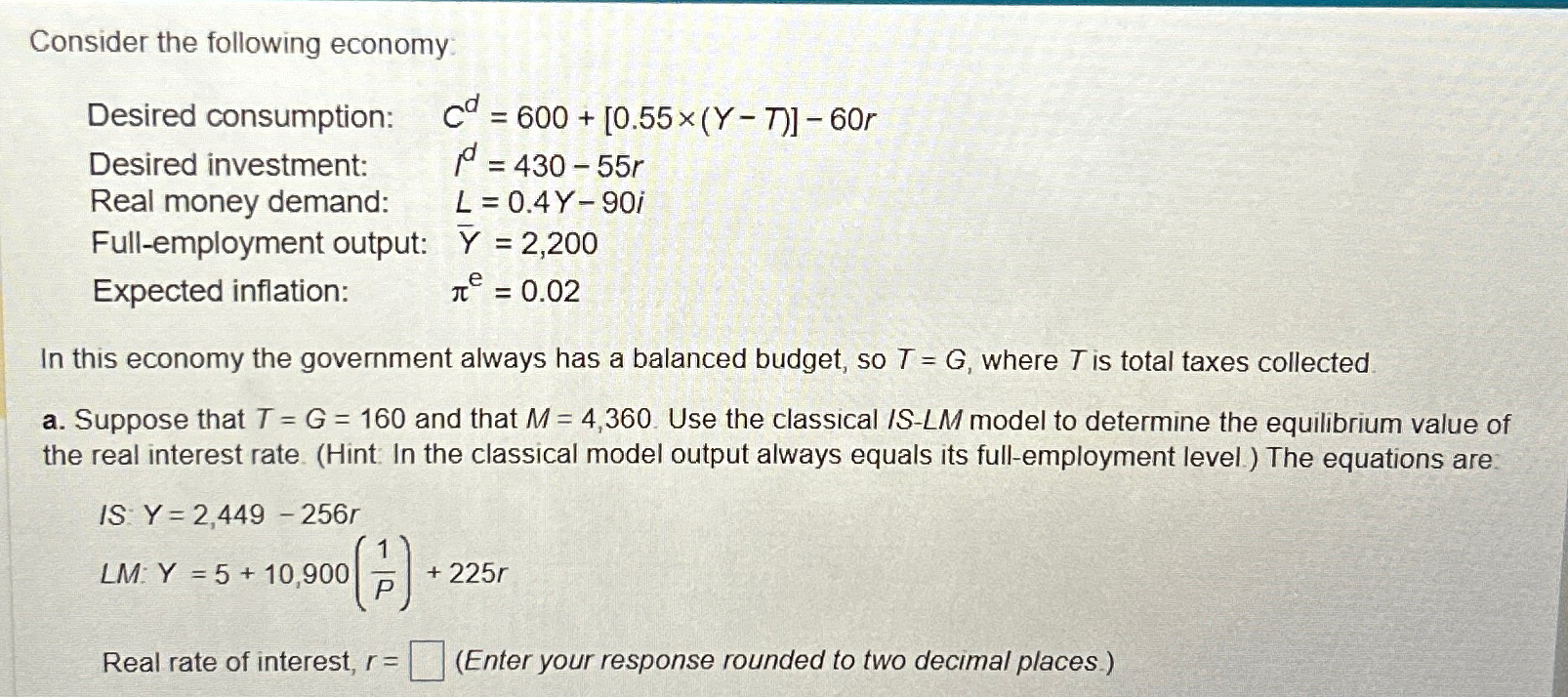 Solved Consider the following economy:Desired | Chegg.com